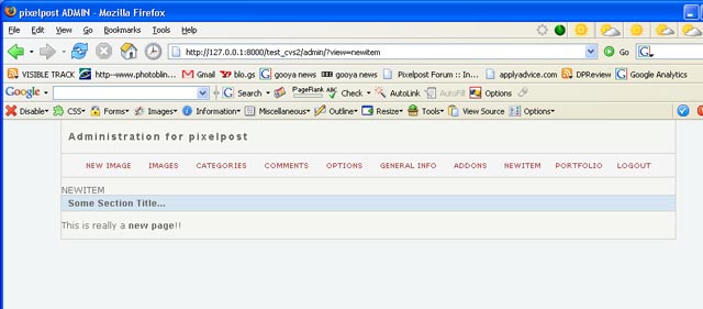 Introducing Pixelpost's Admin-AddonsPixelpost
